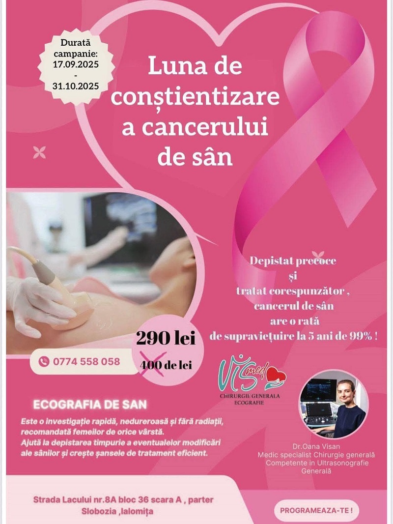 🎀 Luna Roz: Cancer de sân | Clinica Vismed Slobozia